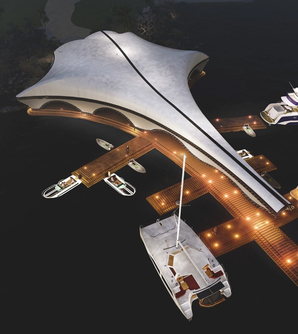 LUXURY YACHT CLUB SHAPED LIKE A MANTA RAY - Ozzie Small